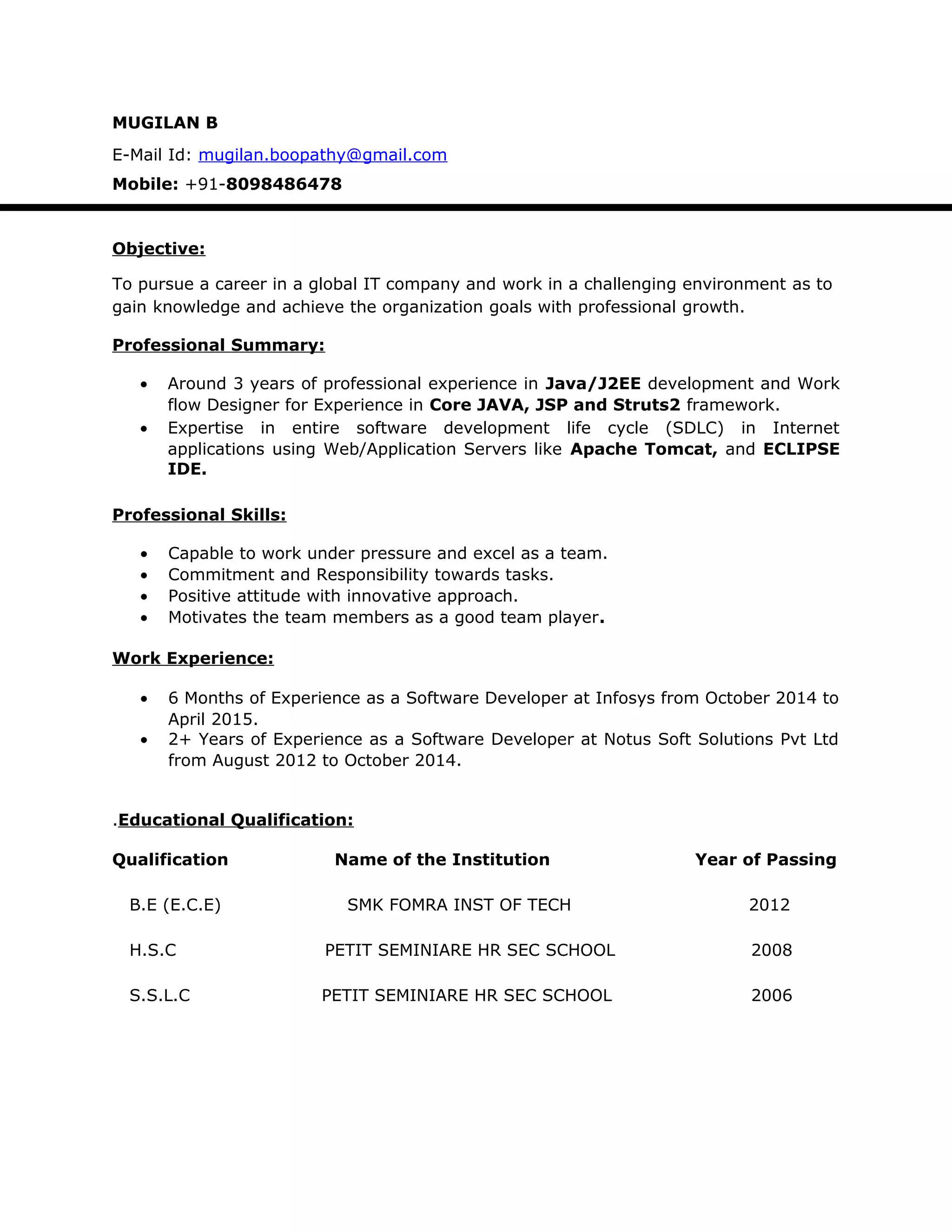 Mugilan Resume | PDF