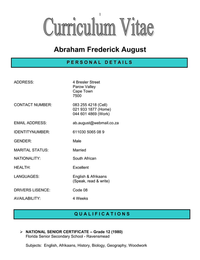 CV Abraham Frederick August NEW (1) | PDF