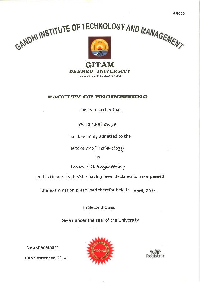 B-tech certificate