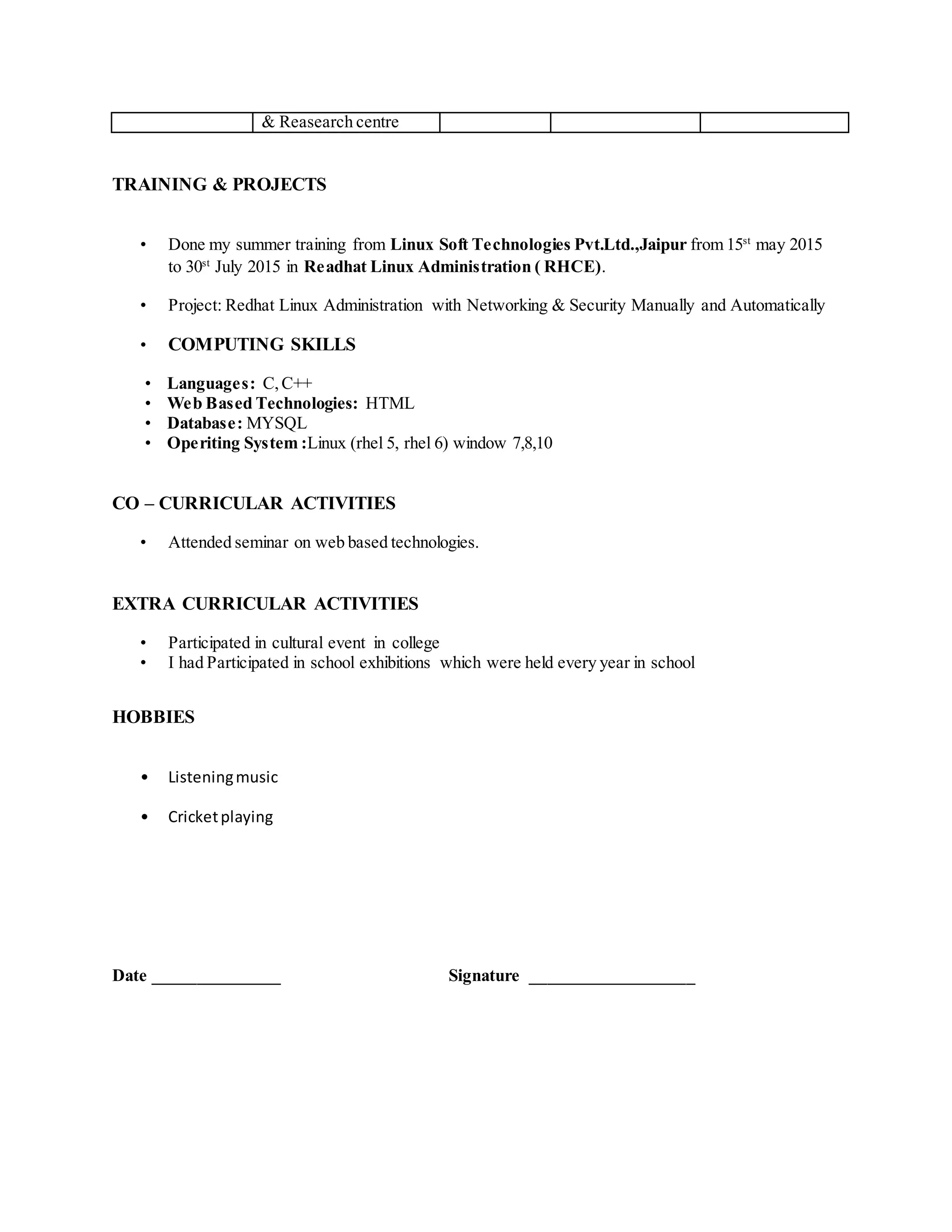 resume 2 | DOCX | Computing | Technology & Computing