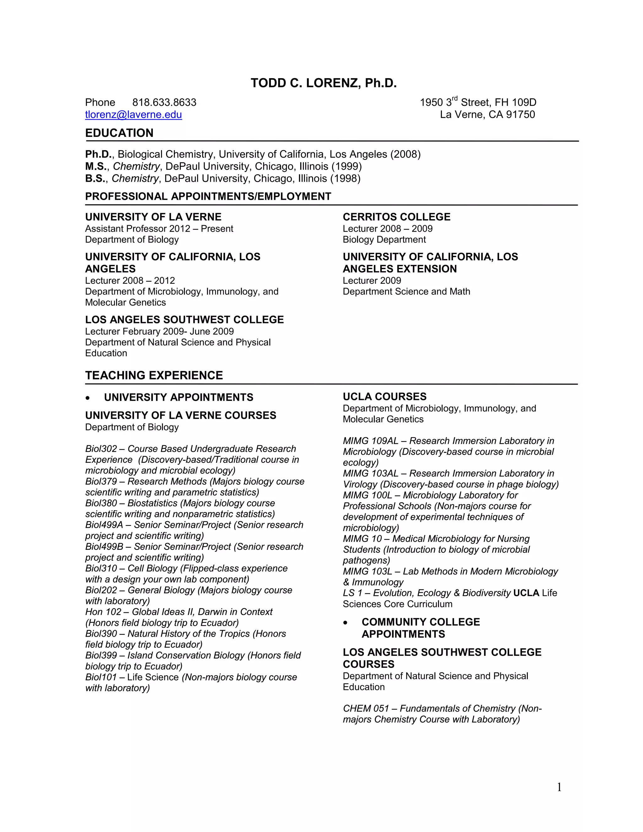 CV_Todd Lorenz | PDF