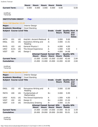 Academic Transcipt | PDF | Undergraduate Education | College Education