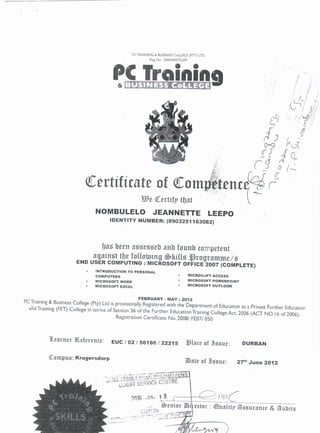 Pc Training cert | PDF