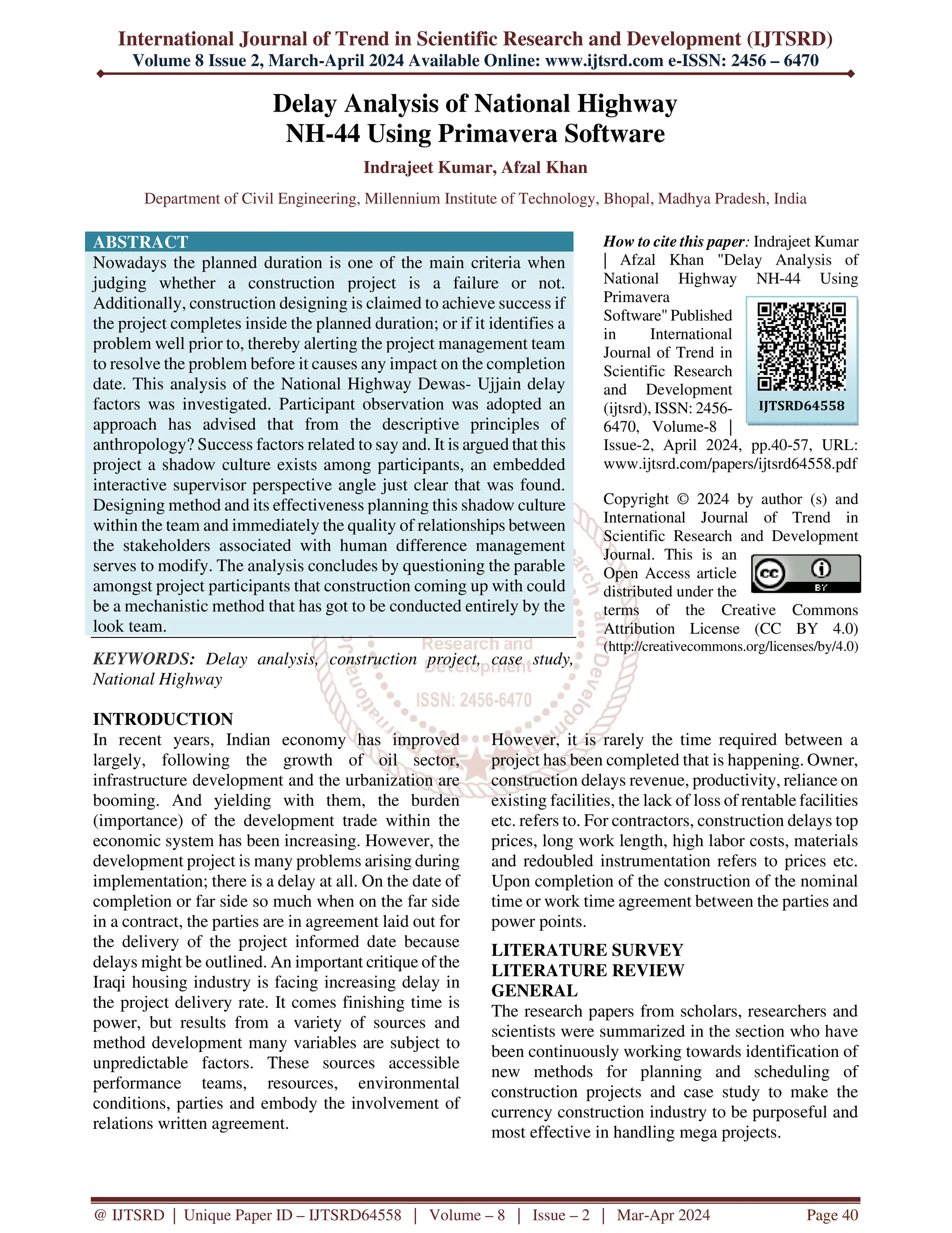 Delay Analysis of National Highway NH 44 Using Primavera Software | PDF