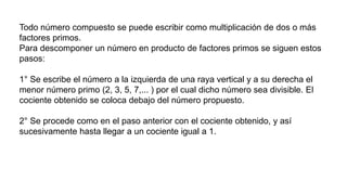 DESCOMPOSICIÓN EN FACTORES PRIMOS PARA NIÑOS | PPTX
