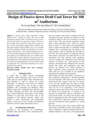 design of passive down draft cool tower for 100 m2 auditorium | PDF
