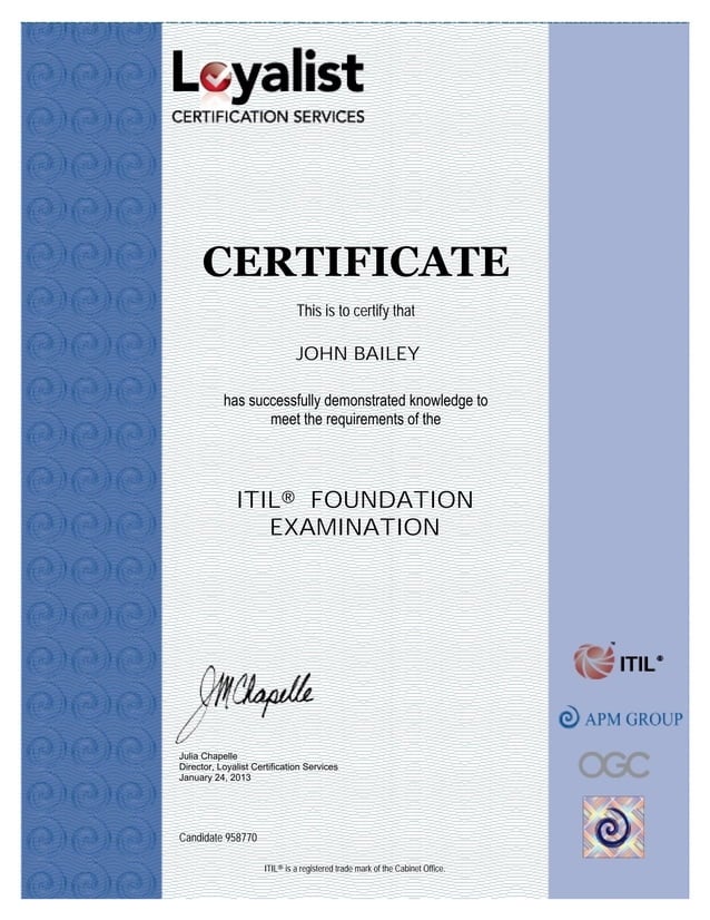 Itil Certificate 2013 | PDF