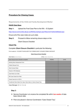 Procedure for Closing Cases | DOC
