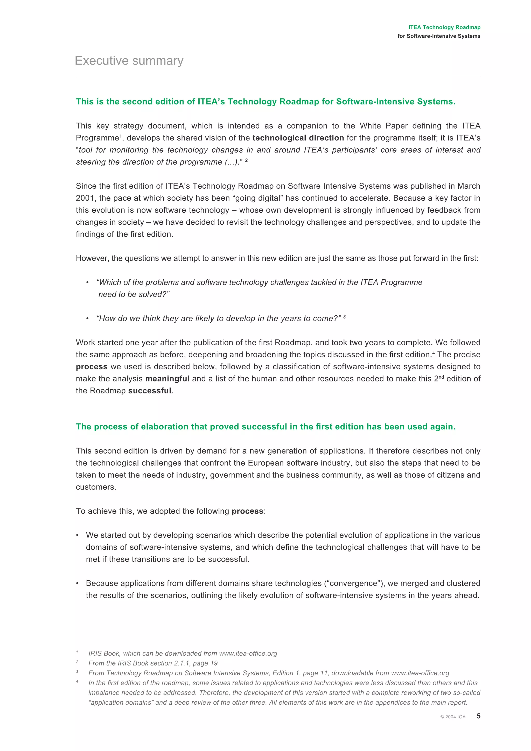 Executive Summary ITEA Roadmap 2 | PDF