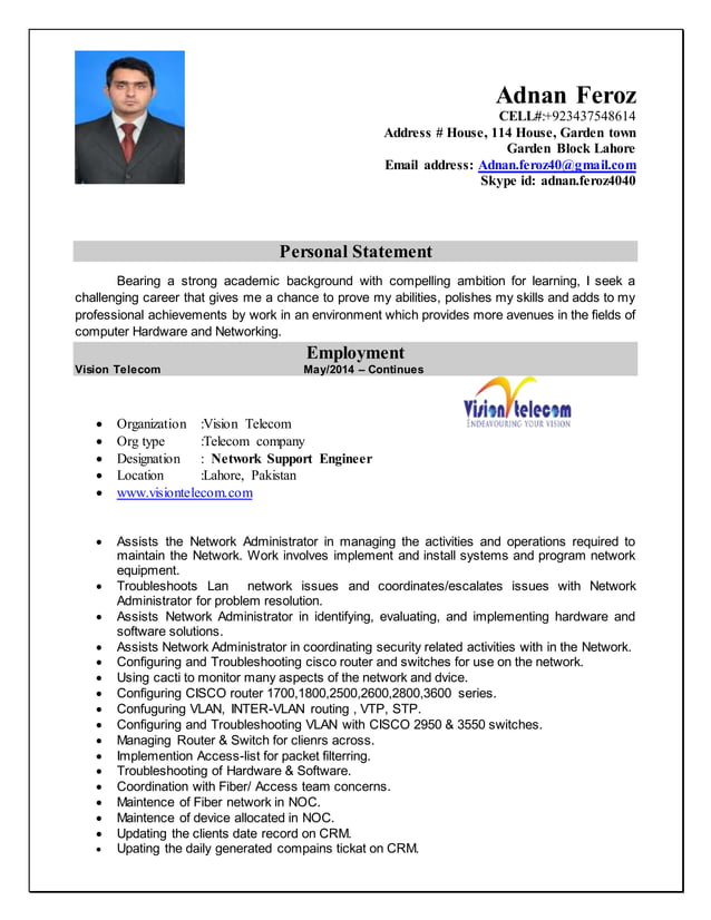 IT cv | DOCX | Computer Networking | Computing