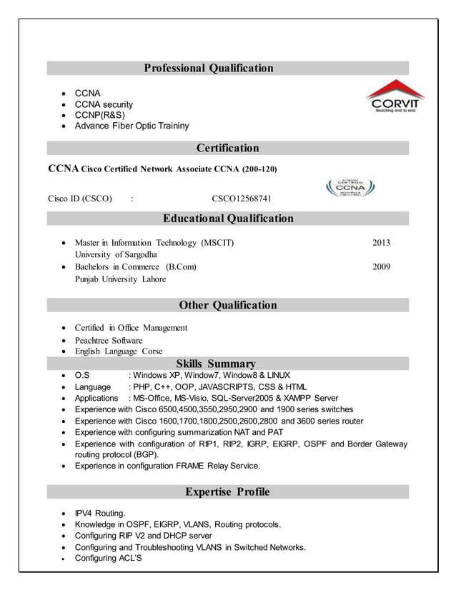 IT cv | DOCX | Computer Networking | Computing