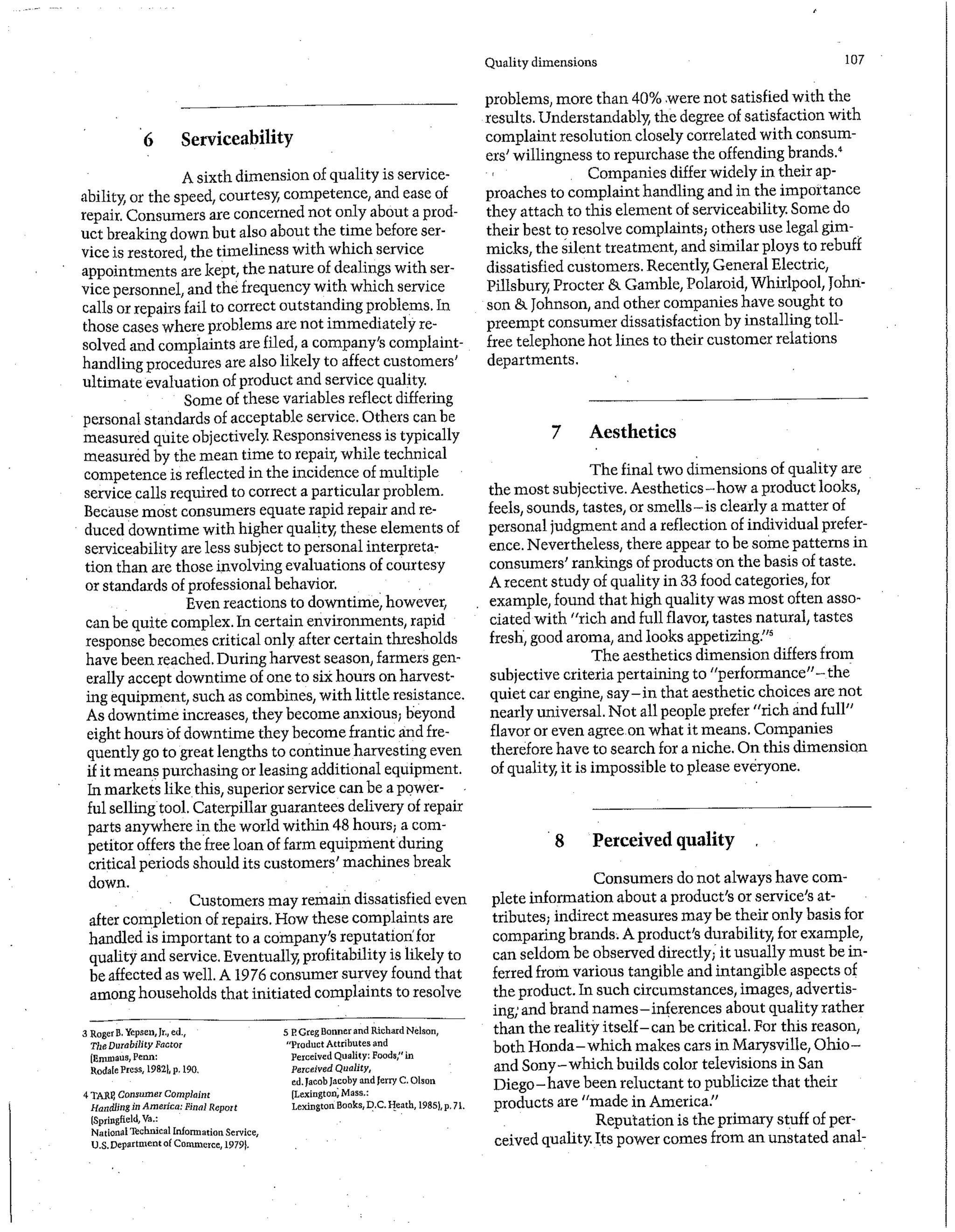 8 Dimensions Of Quality | PDF