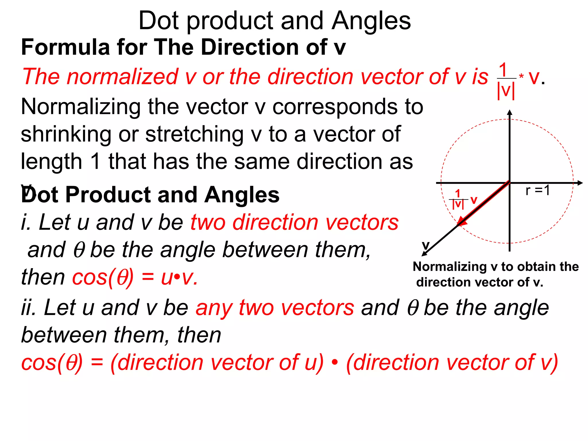 8 dot product, directions, projections | PPT
