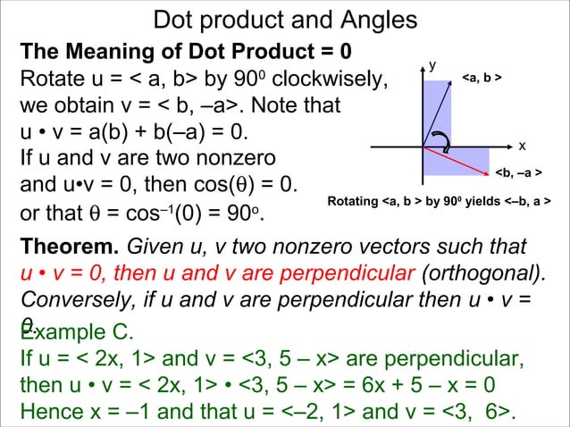 8 dot product, directions, projections | PPT