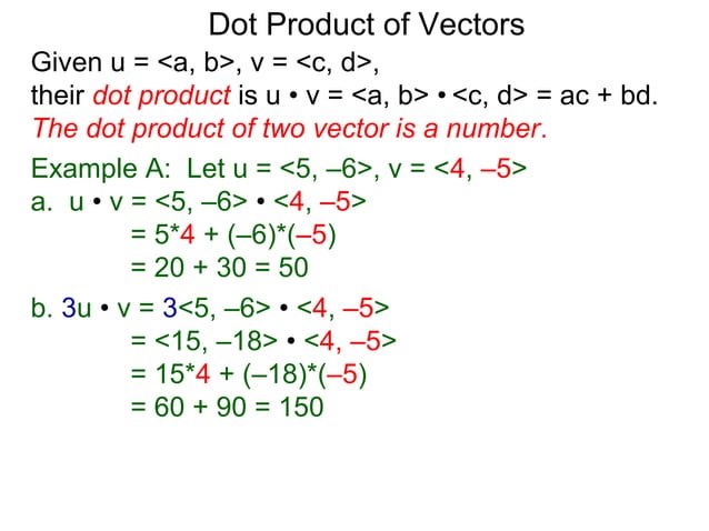 8 dot product, directions, projections | PPT