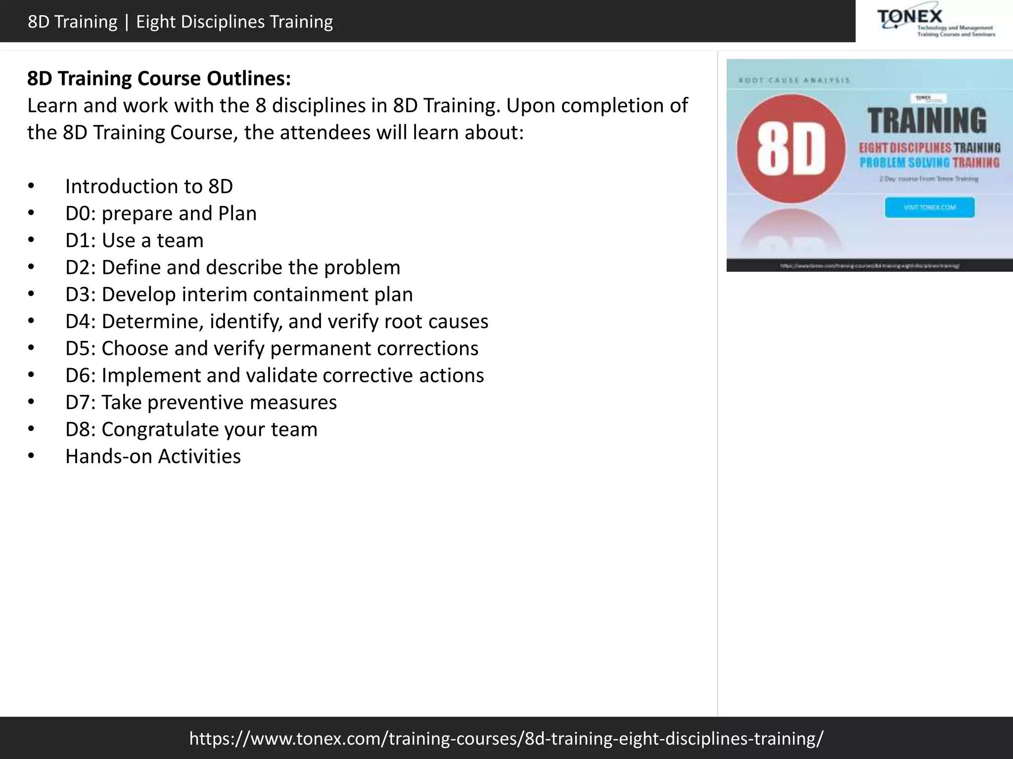 8D Training, Eight Disciplines Training : Tonex Training | PPT