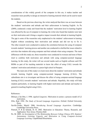 STUDENTS’ MOTIVATION AND ATTITUDE IN LEARNING ENGLISH USING COMPUTER ...