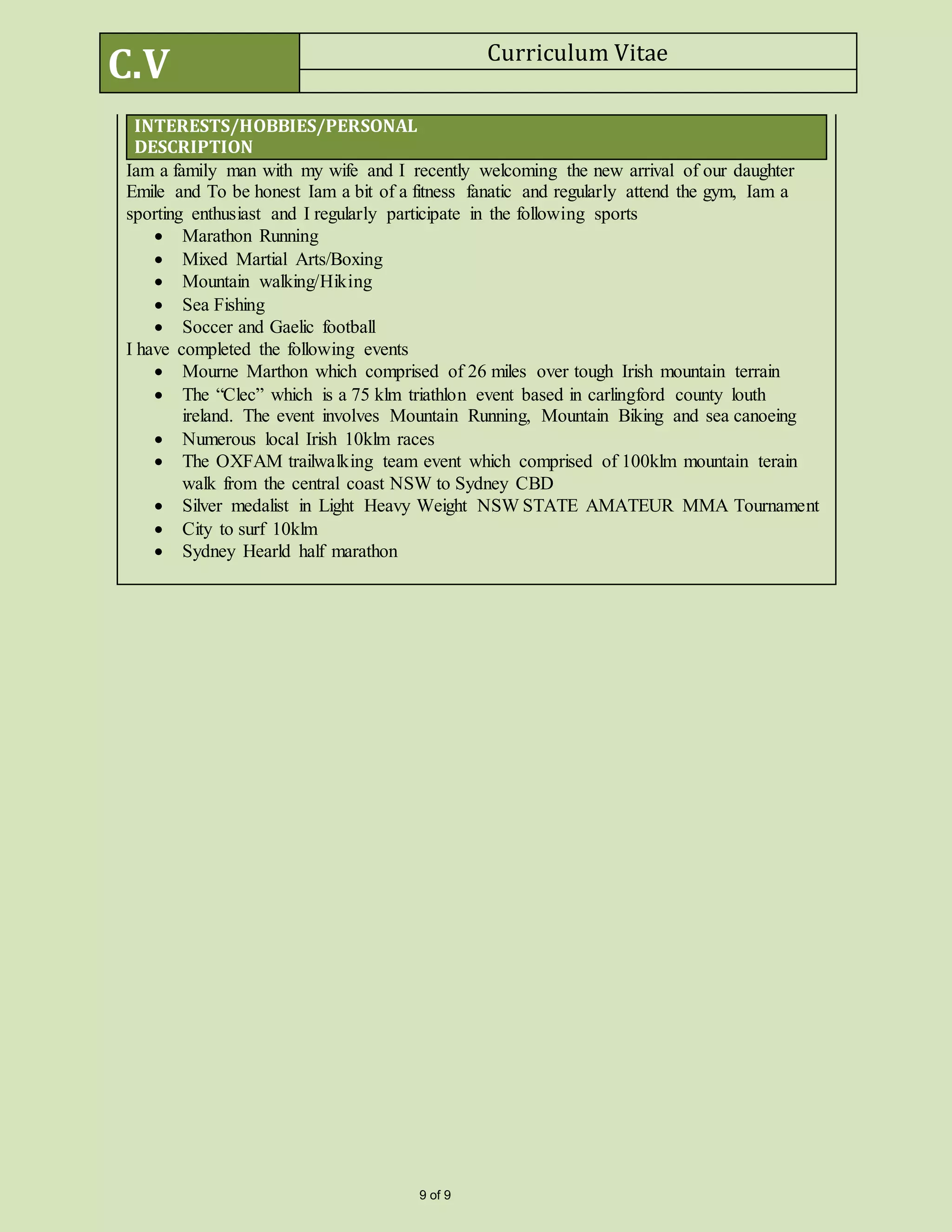 CIARAN O CONNOR CURRICULUM VITAE | DOCX