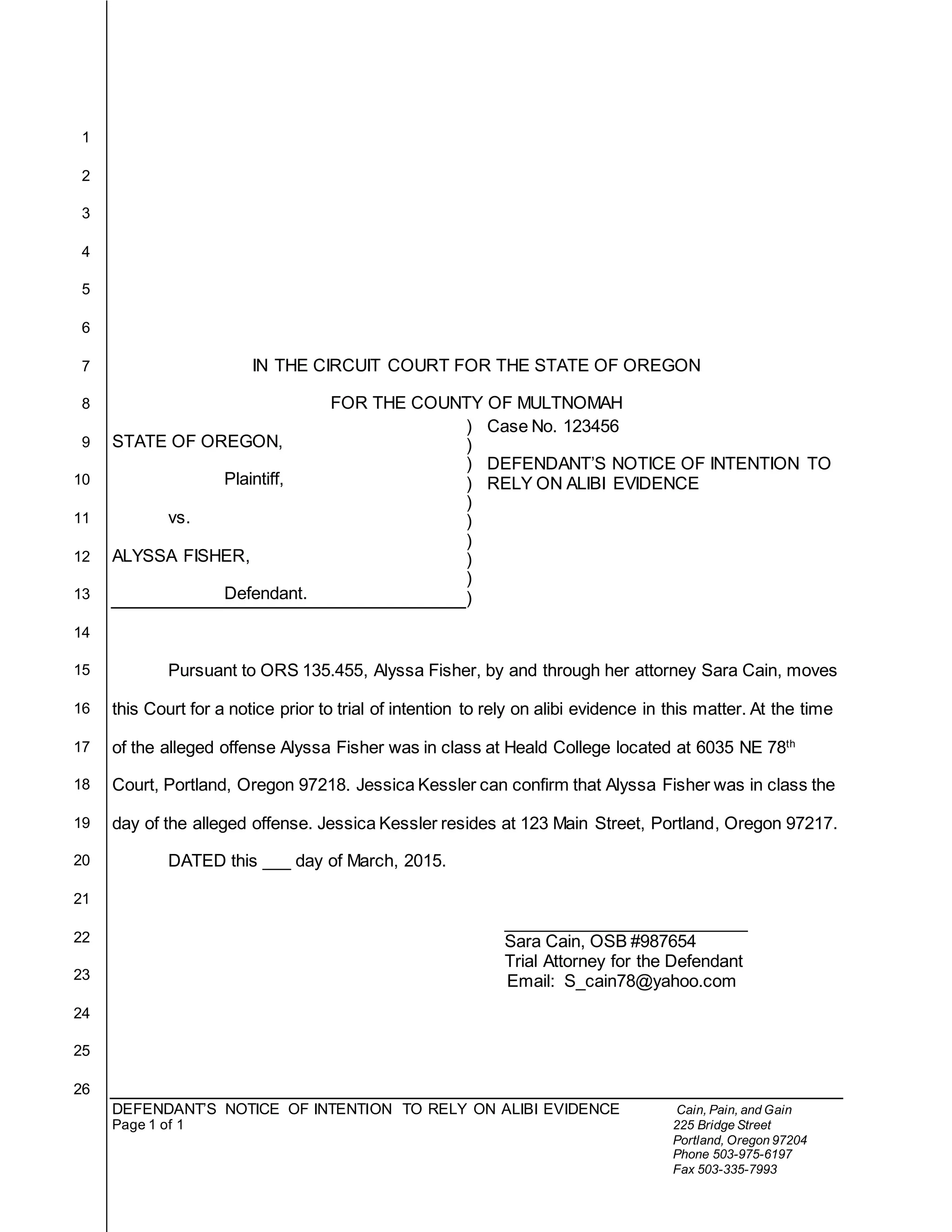 Notice Of alibi | PDF