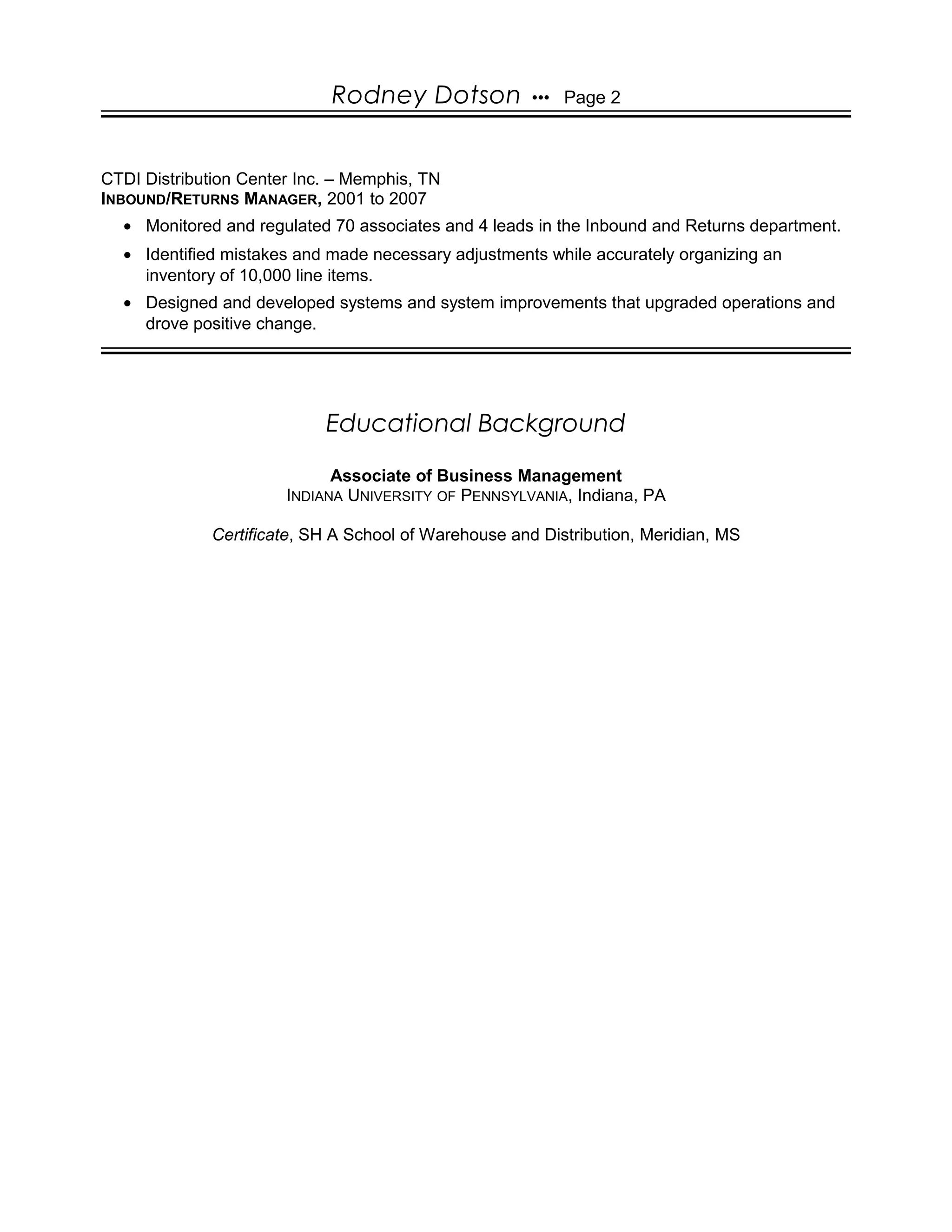 rodneydotsonresume1 | PDF