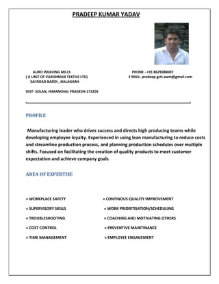PRADEEP KUMAR YADAV | PDF | Manufacturing Industry | Industries