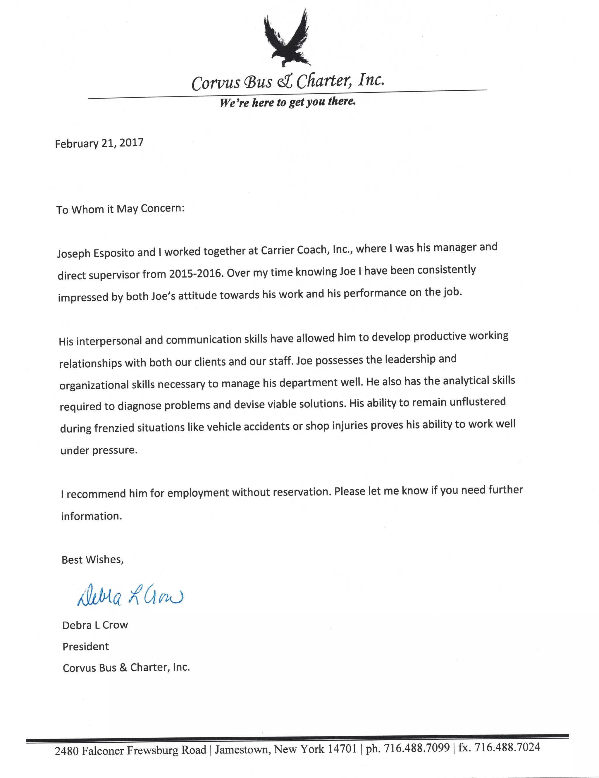 carrier coach ref letter | PDF