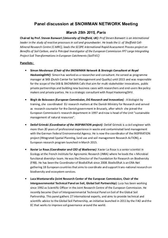 Panel discussion about European Agenda on Soil and Land Management