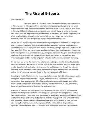 The rise of E-sports | DOCX