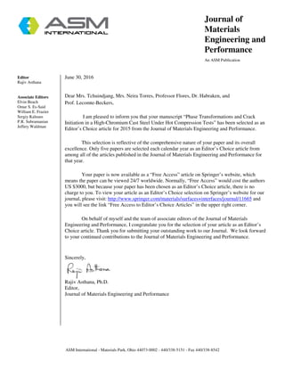 JMEP Editor's Choice Letter | PDF