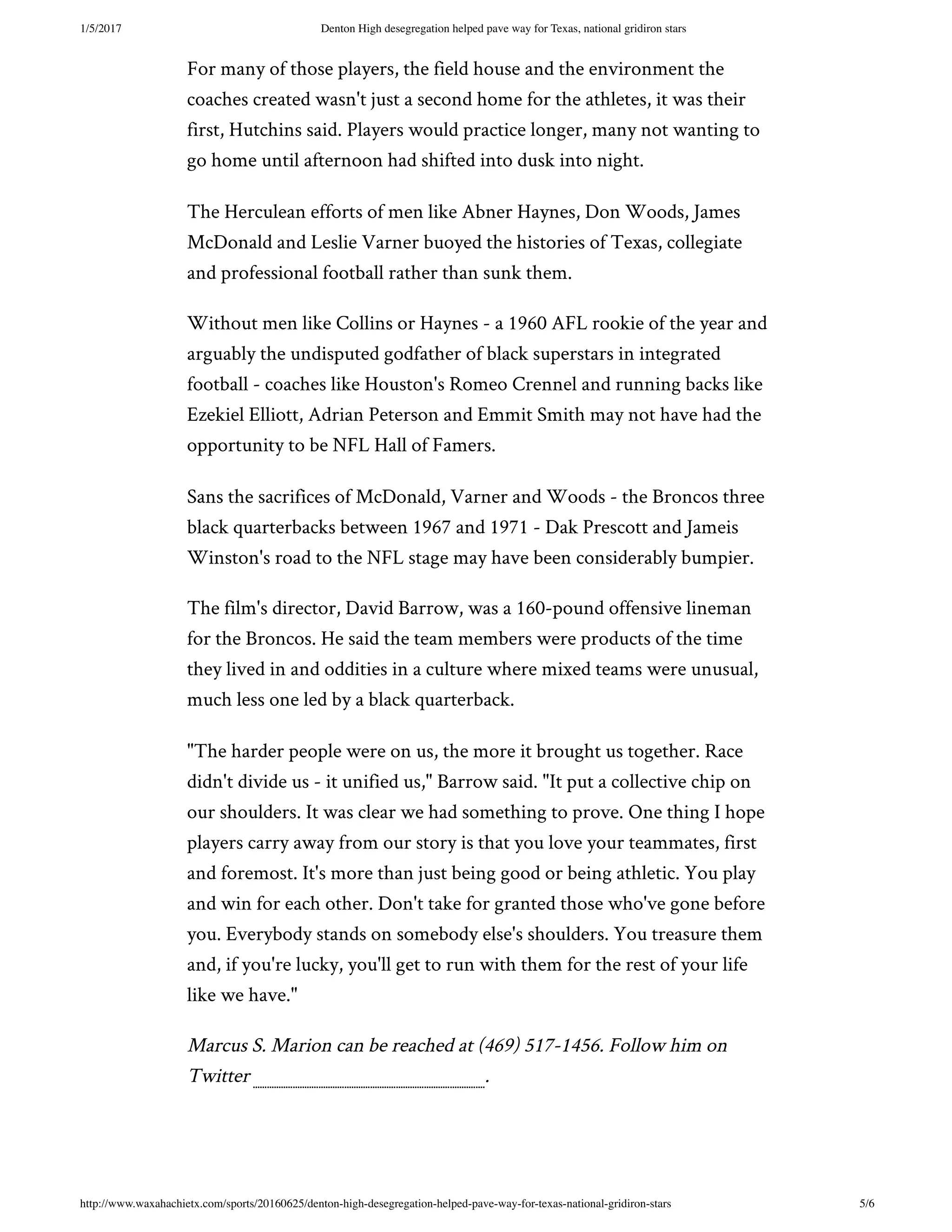 Denton High desegregation helped pave way for Texas, national gridiron ...