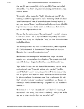 Denton High desegregation helped pave way for Texas, national gridiron ...