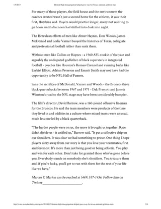 Denton High desegregation helped pave way for Texas, national gridiron ...