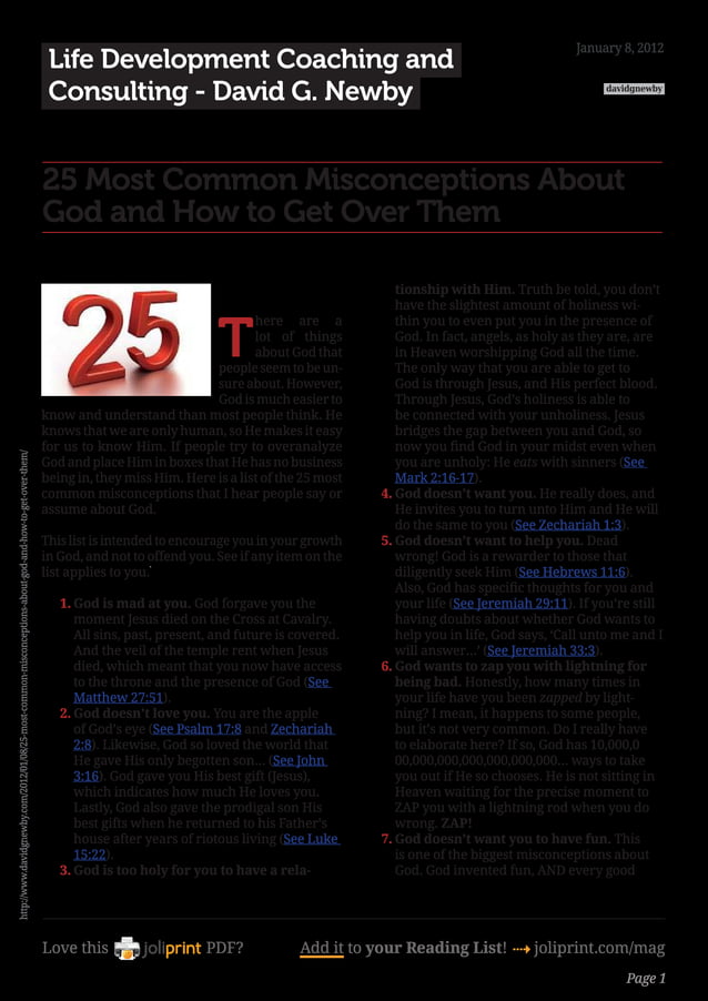 25 Misconceptions About God | PDF | Christianity | Religion & Spirituality