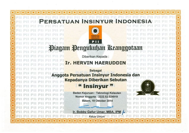 IR Certificate by Indonesian Engineers Union | PDF