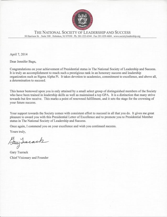 NSLS Presidental Letter | PDF