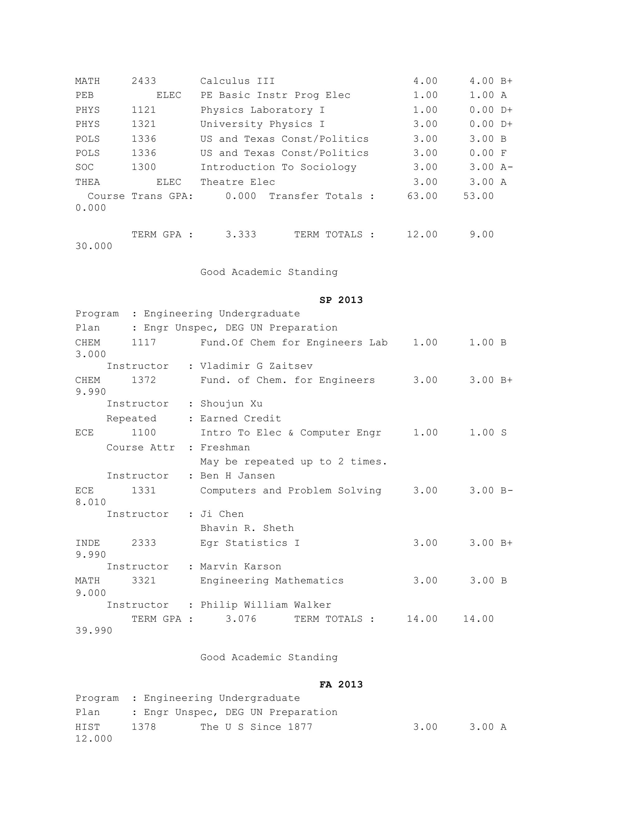 Unofficial Transcript | DOCX
