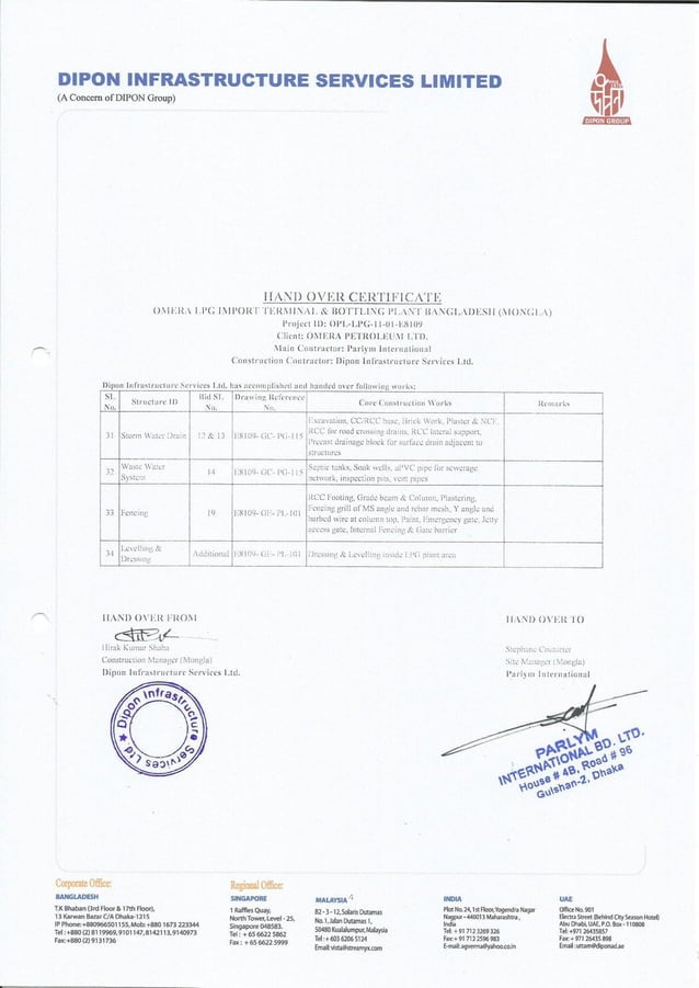 HAND OVER CERTIFICATE | PDF