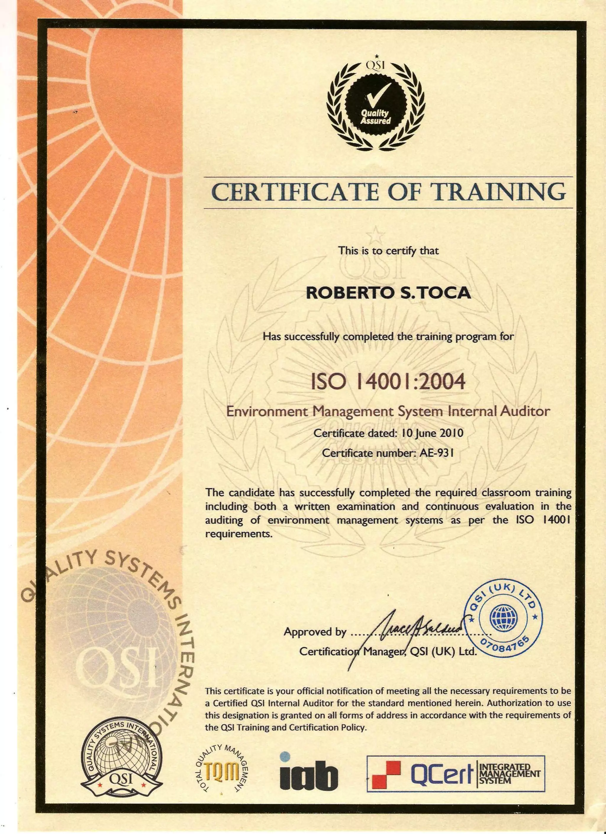 ISO 14OO1-Internal Auditor | PDF