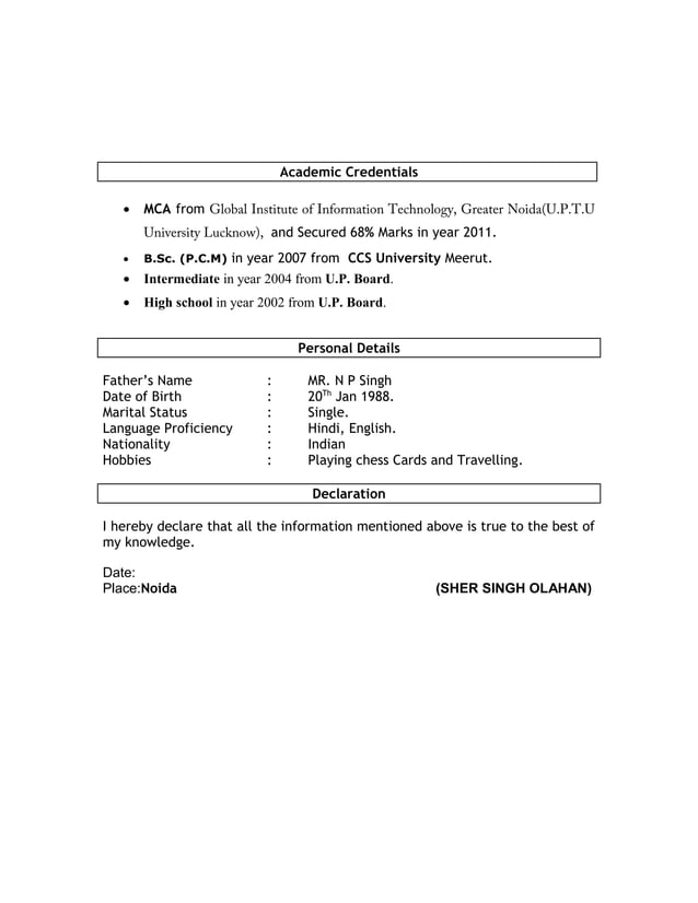 SHER SINGH OLAHAN RESUME (1) | DOC | Web Design and HTML | Internet