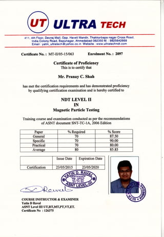 ASNT Level-II in Magnetic Particle Testing | PDF