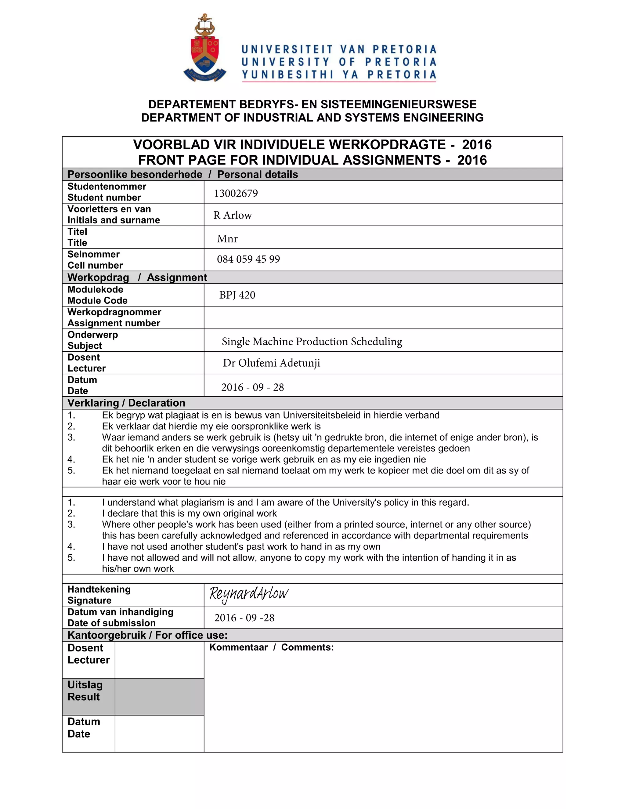 Reynard Arlow Final Year Project | PDF | Physics | Science