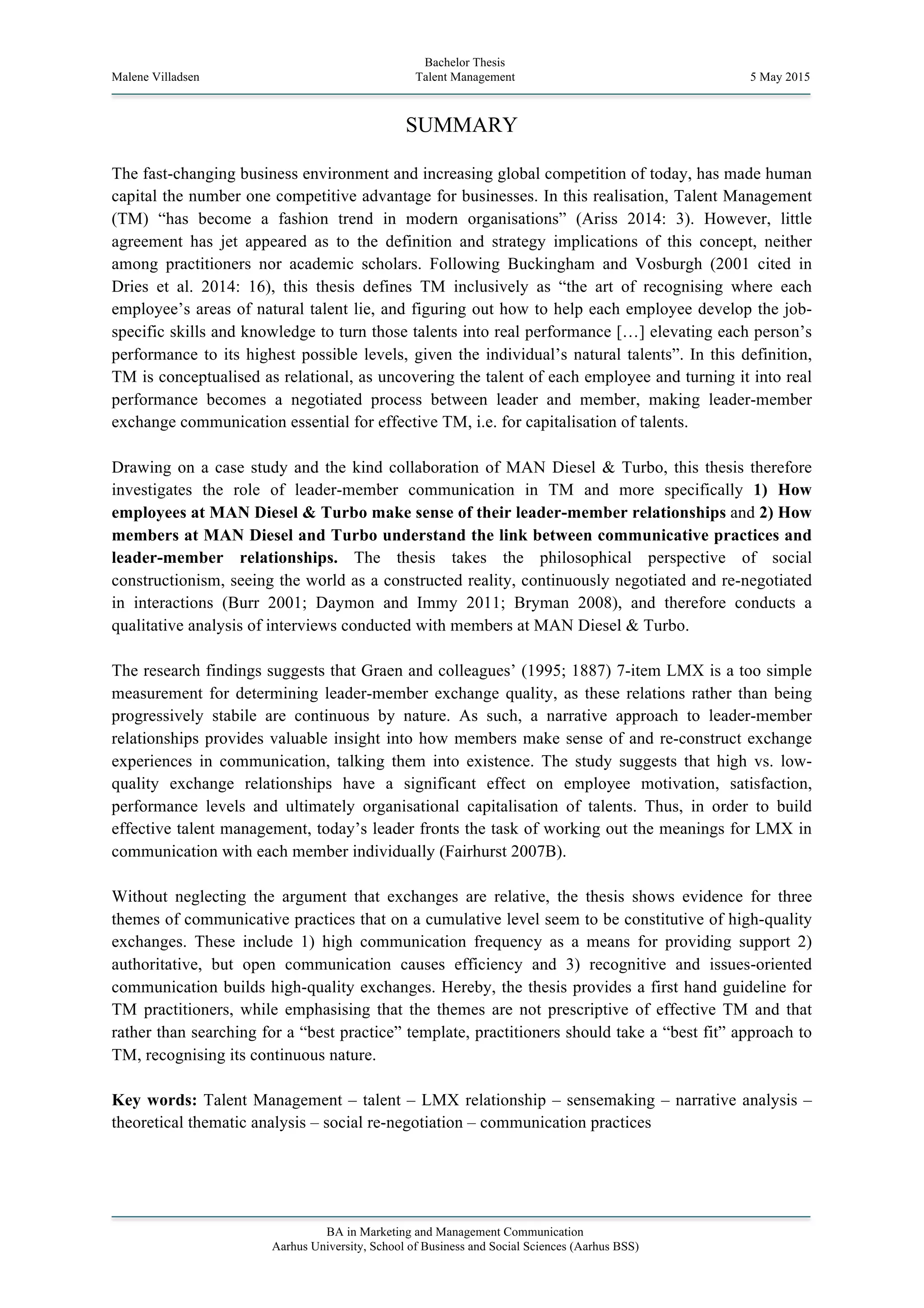 Bachelor Thesis_Talent Management | PDF