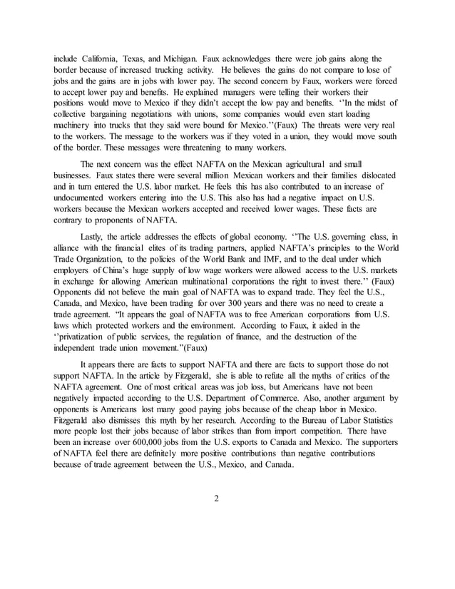 NAFTA research paper | DOCX | Civic affairs | Politics