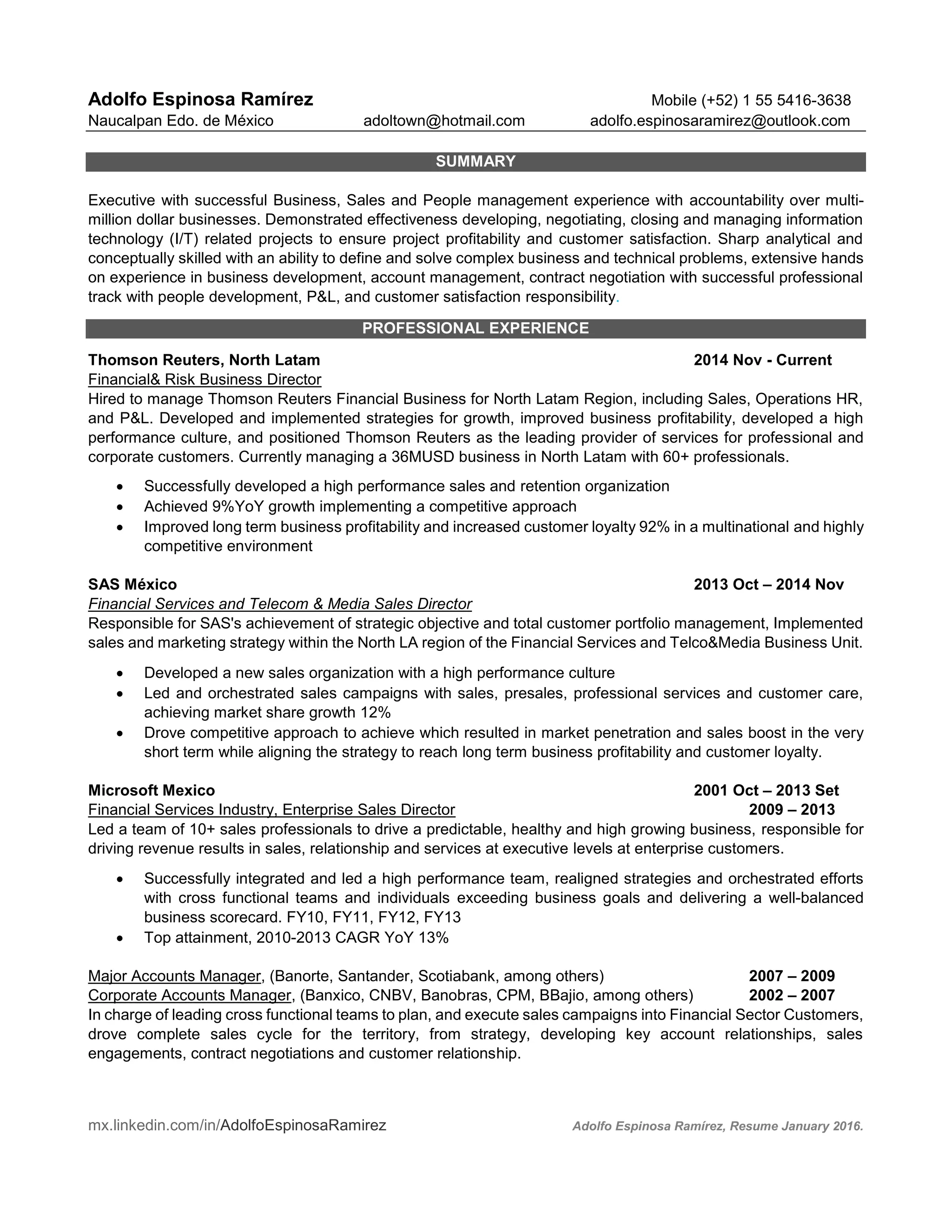 Adolfo Espinosa Ramírez Resume | PDF