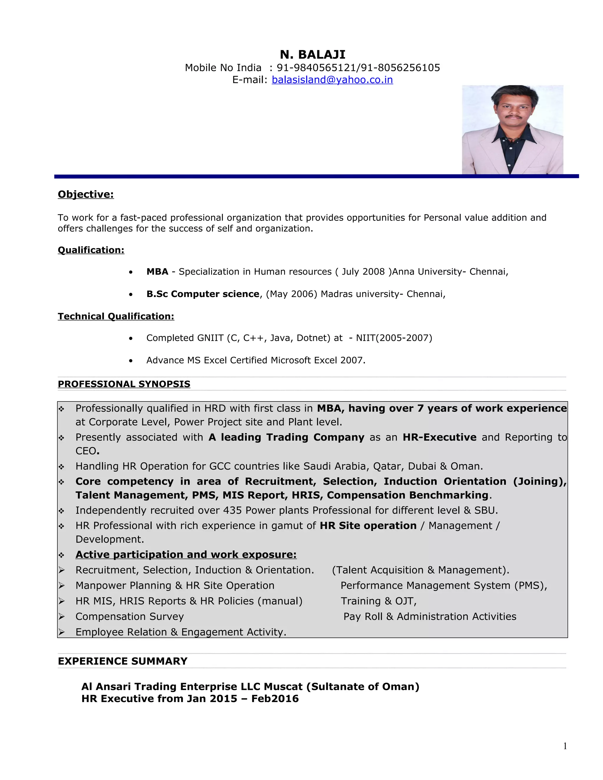 BalajiResume | DOC