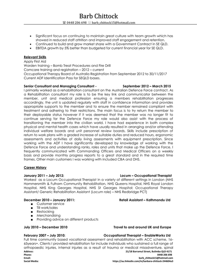 Barb Chittock CV January 2017 | PDF