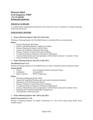 Project Planning Engr. CV | PDF