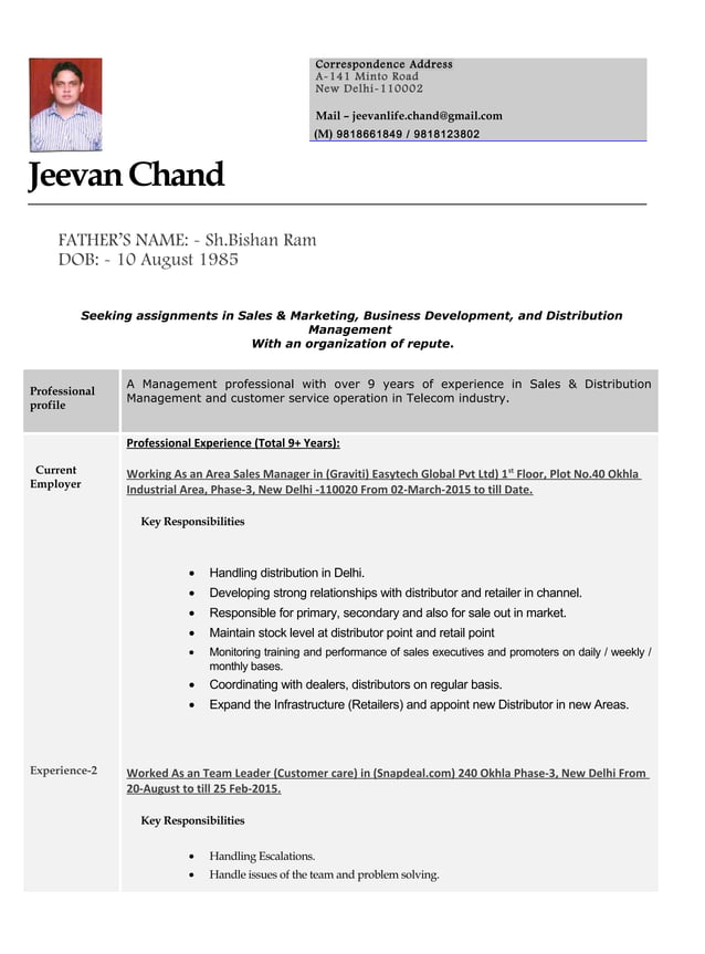 JEEVAN RESUME | DOC | Business Utilities | Business