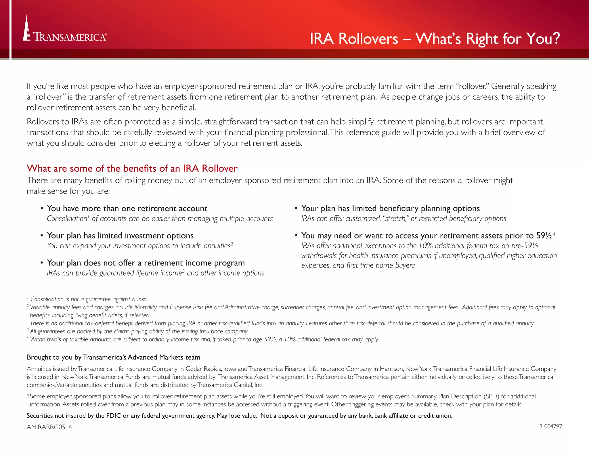 IRA Rollover-What's Right for You - AMIRARRG0514 | PPT