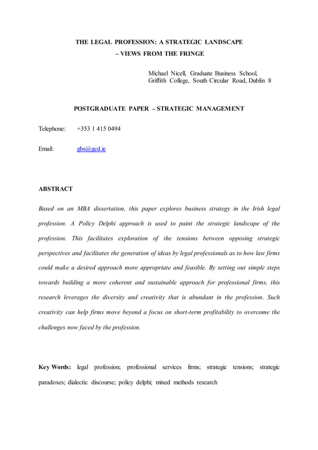 Michael Nicell IAM Paper - The Legal Profession, A Strategic Landscape ...